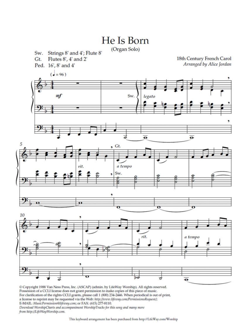 He Is Born - Downloadable Keyboard Arrangement | Lifeway