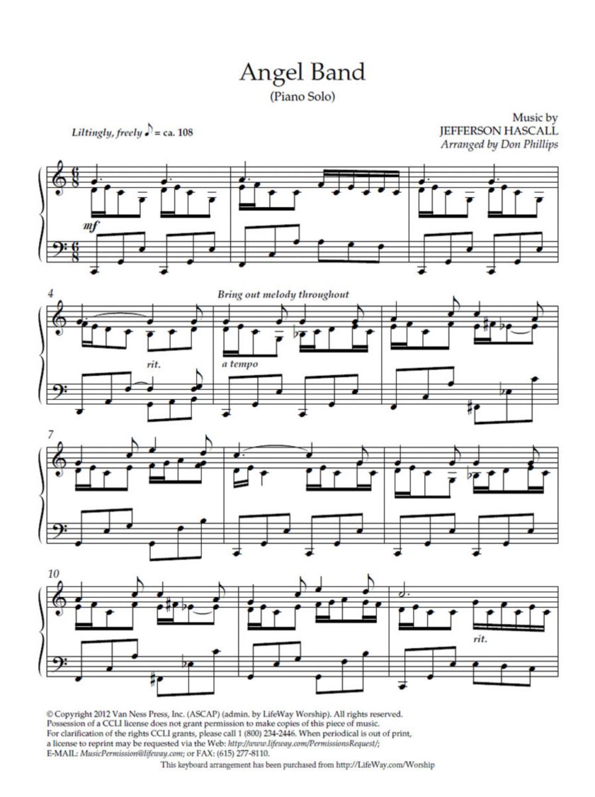 Angel Band - Downloadable Keyboard Arrangement | Lifeway