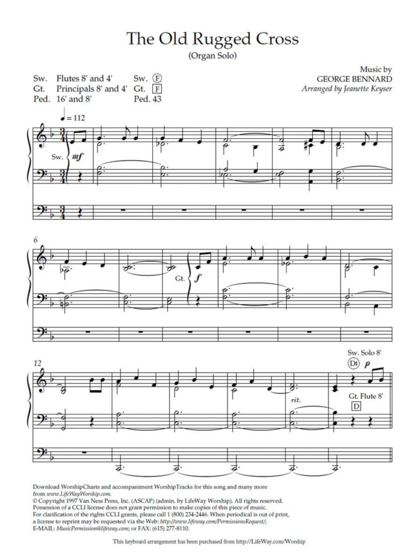 The Old Rugged Cross - Downloadable Keyboard Arrangement | Lifeway