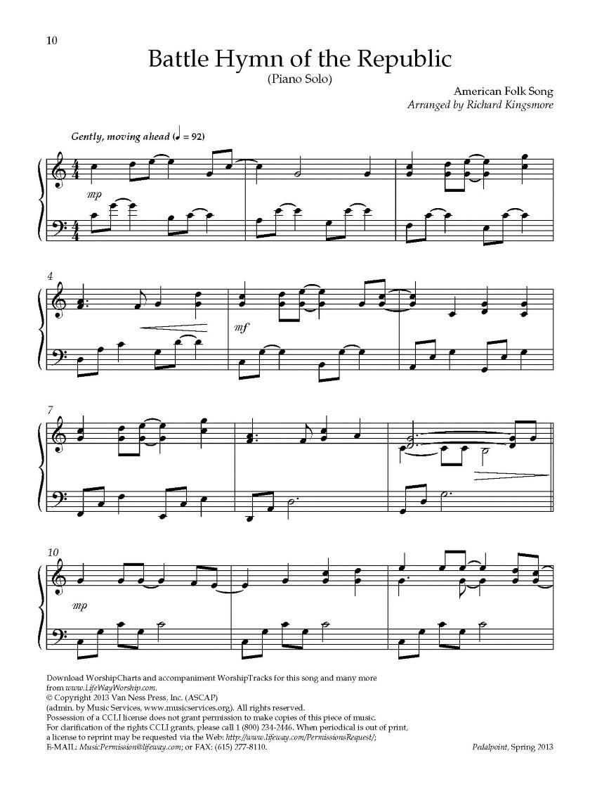 Battle Hymn of the Republic - Downloadable Keyboard Arrangement | Lifeway