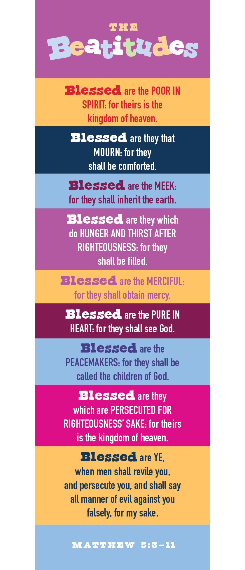 General Worship Bookmark: Beatitudes - Kids Version (Package of 25 ...