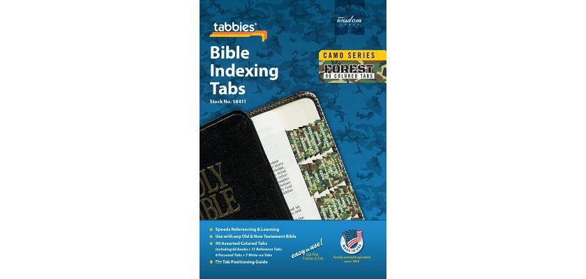 BIBLE TABS - FOREST CAMO - OT and NT, 11 reference tabs, 6 personal ...
