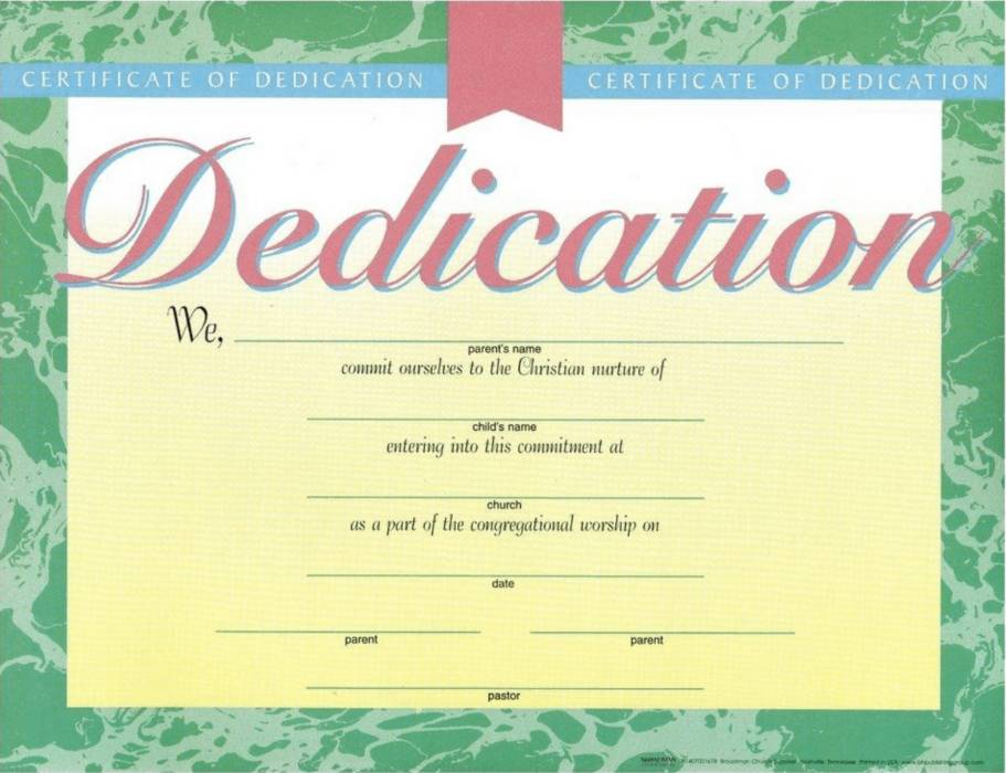 Dedication Certificate Template