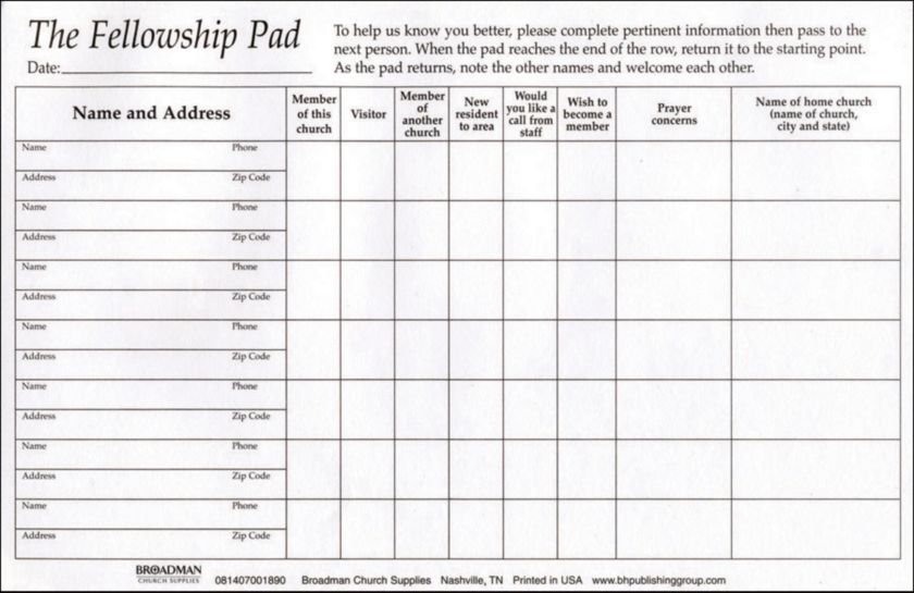 Attendance Pads (Package of 5 Pads) | Lifeway