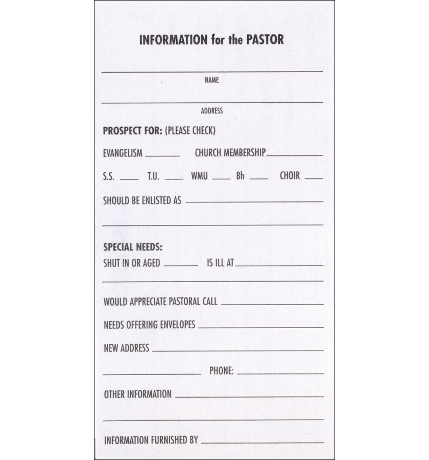 Guest Card - Information for the Pastor | Lifeway
