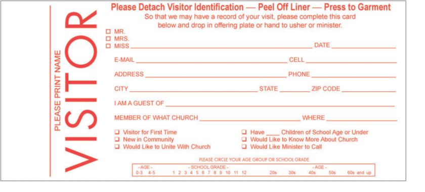 Visitor Card with Detachable Name Tag | Lifeway
