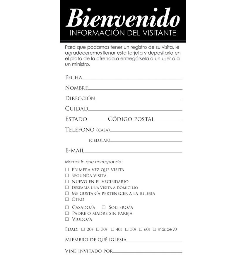 Tarjeta para visita (Visitor Card) | Lifeway