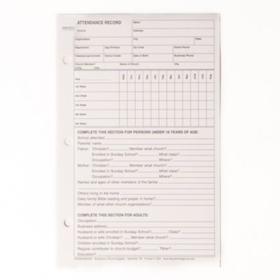 Attendance Record Card (Package of 100) | Lifeway