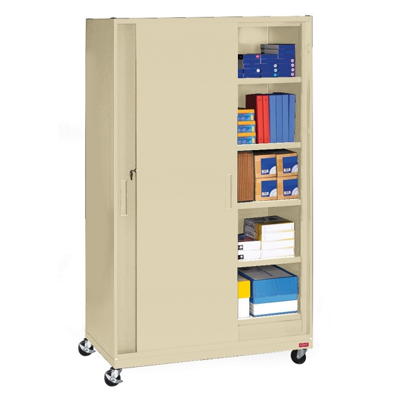 48 W x 24 D x 85 H Mobile Sliding Door Cabinet