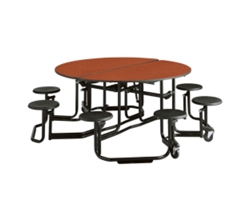 Uniframe Cafeteria Table Set with 8 Seats - 60" Round Black Frame