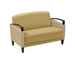 Arc Collection Fabric or Fabric/Polyurethane Loveseat with Wood Arms