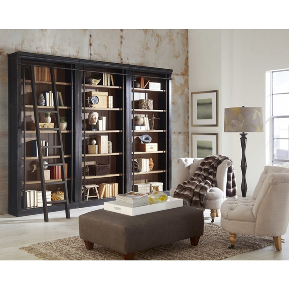 Toulouse 18 Shelf Bookcase Wall with Ladder 94 H