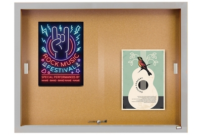 Enclosed Bulletin Board with Aluminum Frame and Sliding Doors - 48"Wx36 ...