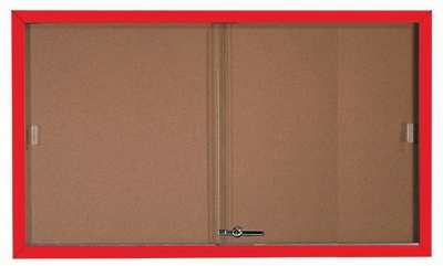 Enclosed Bulletin Board with Aluminum Frame and Sliding Doors - 60"Wx36 ...
