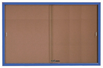 Enclosed Bulletin Board with Aluminum Frame and Sliding Doors - 72"Wx48 ...
