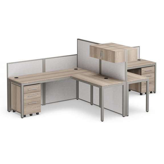 Shop At Work Dual L-Shaped Cubicle with Mobile Ped | NBF