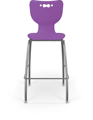 30 High Back Polypropylene Stool Currant Polypropylene Seat 30 in Chrome Base Comfortable Ergonomic Stackable Stool