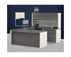 Connexion Compact Bowfront U-Desk with Storage Hutch and Wire Management