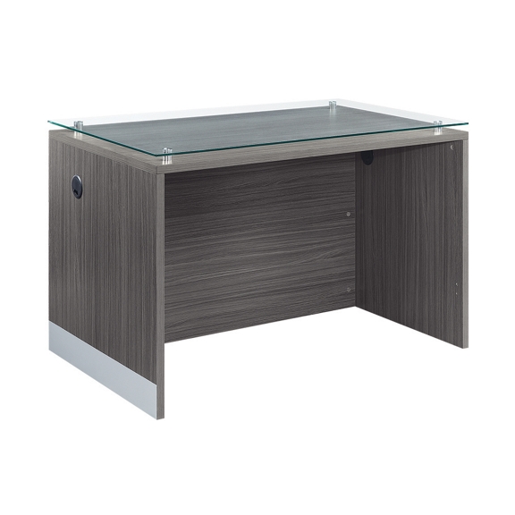 Esquire Glass Top Executive Desk 48 Wx30 D Mahogany Laminate Glass Top Executive Desk Contemporary Design Curved Lines Metal Accents