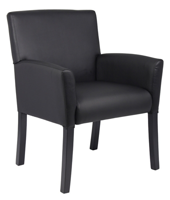 Box Arm Guest Chair with Black Wood Frame by Boss Seating | NBF.com