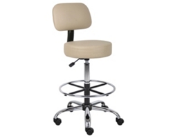 Medical Armless Vinyl Stool with Adjustable Seat Height and Foot Ring