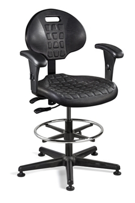 Polyurethane Stool with Arms and Footrest - 21"-31"H by Bevco Precision ...