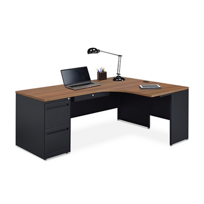 Carbon J Desk with 2 Drawer Pedestal and Right Return 72 Wx48 D