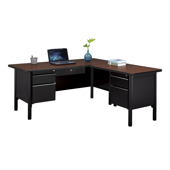 Stahl Double Pedestal L Shaped Desk 66 W x 72 D