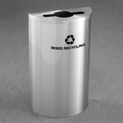 Half Round Satin Aluminum Mixed Recycling Bin by Glaro | NBF.com