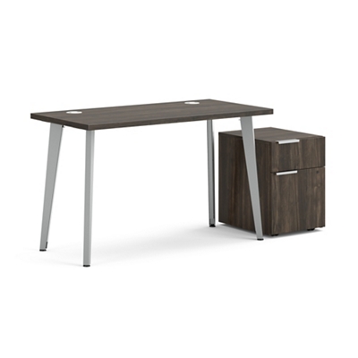 Voi Angled Leg Writing Desk w/ Pedestal - 48"W x 24"D by HON | NBF.com