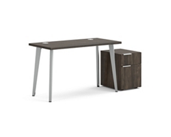Voi Angled Leg Writing Desk w/ Pedestal - 48"W x 24"D