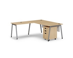 Holloway 59” L-Desk w/ 3-Drawer Mobile File Pedestal Holloway 59” L-Desk w/ 3-Drawer Mobile File Pedestal