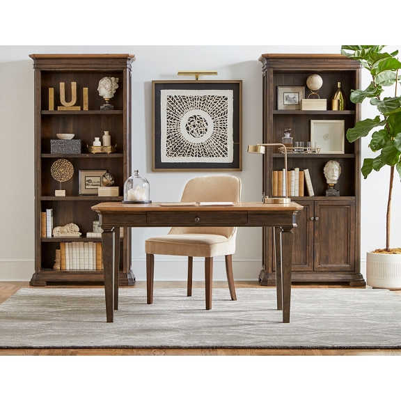 Anderson Writing Desk 3 Piece Office Furniture Set with Hardwood Writing Desk Adjustable Shelves Open Bookcase Veneer Finish Office Storage Solution