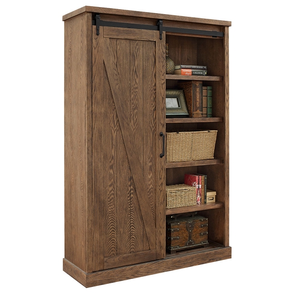 Martin Furniture Avondale Weathered Oak Barn Door Bookcase