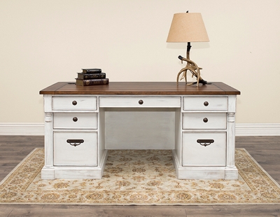 Martin Furniture Durham Double Pedestal Executive Desk White