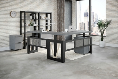 Industrial style l shaped desk store