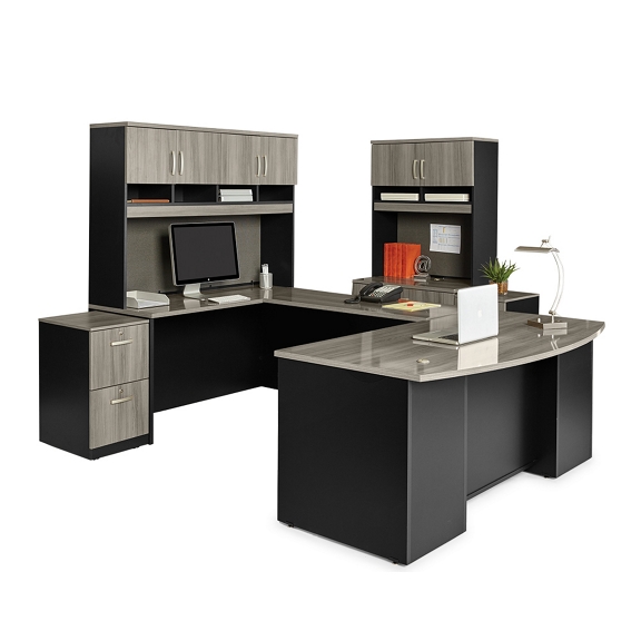 Complete U Desk Office Set with Locking Files