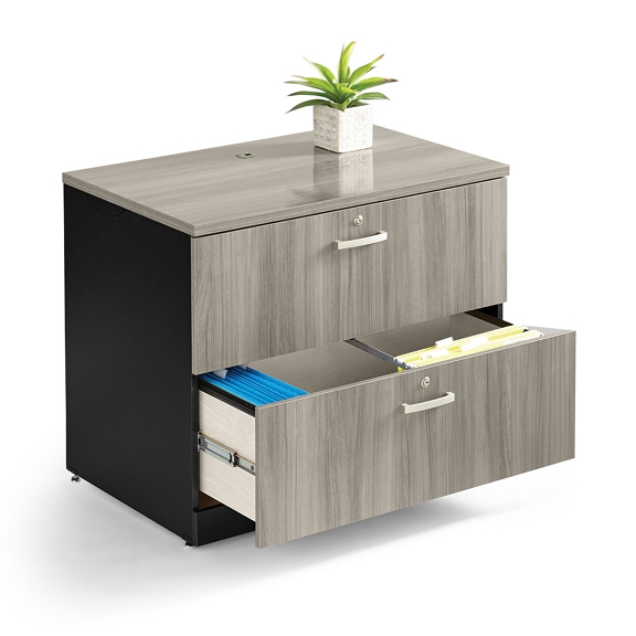 Lockable lateral file cabinet store