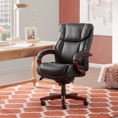 La Z Boy Bellamy Executive Bonded Leather Office Chair Coffee Brown