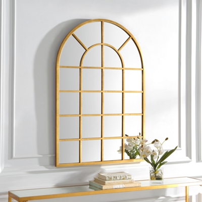 Gold Leaf Arched Windowpane Mirror - 31"Wx44"H by NBF Signature Series ...