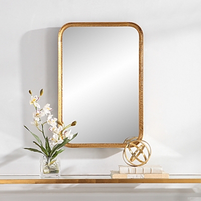 Rounded Corners Rectangular Gold Glazed Mirror - 20"Wx30"H by NBF ...