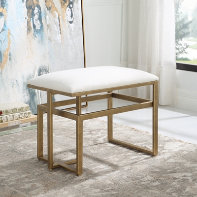 Antiqued Brushed Brass Bench by NBF Signature Series | NBF.com