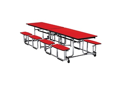 Uniframe Cafeteria Table w/ Chrome Bench Seating - 12' by KI Furniture ...