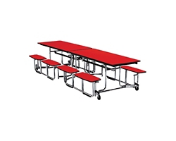 Uniframe Cafeteria Table w/ Chrome Bench Seating - 12'