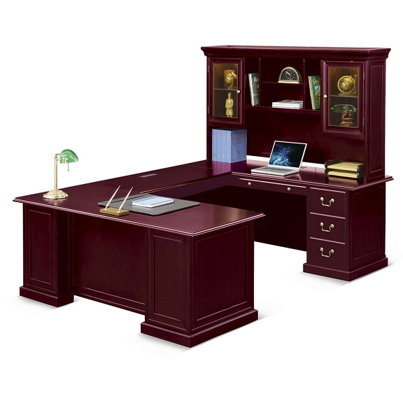 NBF Cumberland U Desk with Right Bridge and Hutch 72 W x 100 D by NBF Signature Series