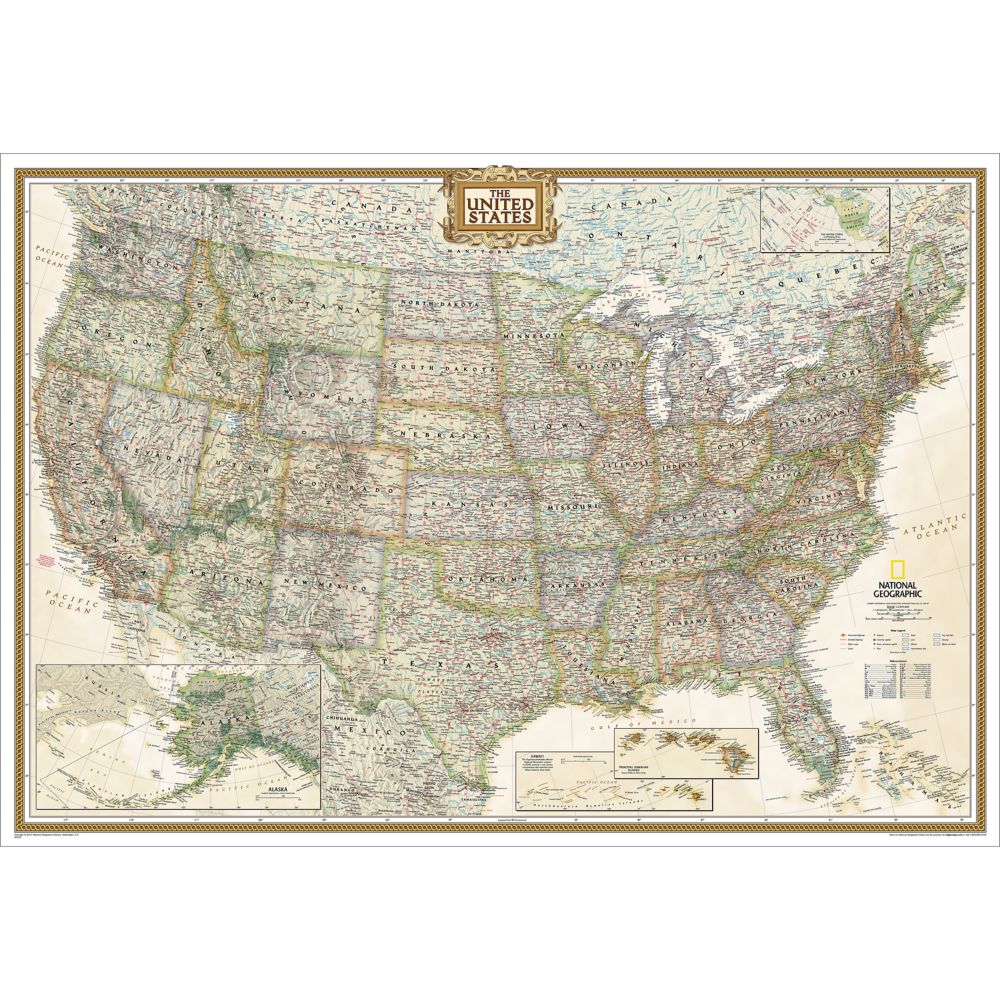 United States Executive Wall Map, Enlarged - National Geographic Store