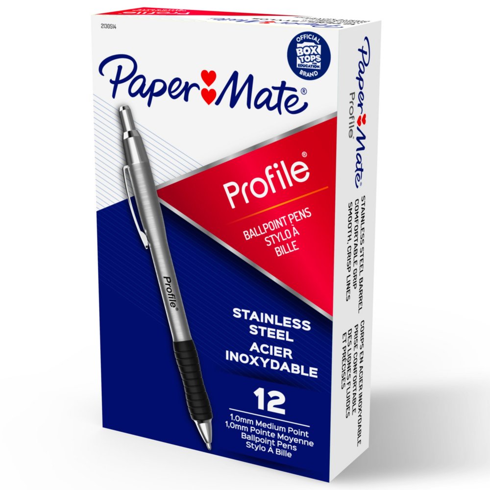 Paper Mate Profile Metal Retractable Ballpoint Pens, Medium Point (1 ...