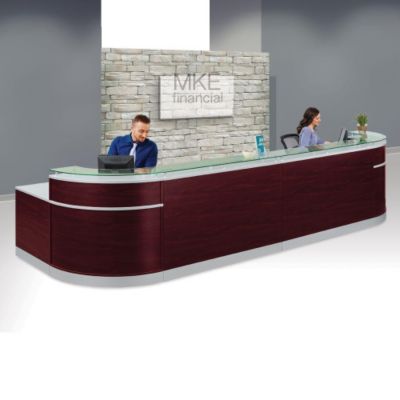 Esquire Glass Top Reception Desk 79 W X 63 D - Glass Designs