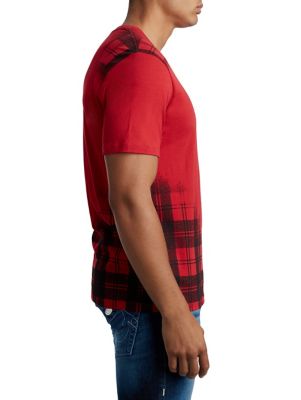 MENS FADE PLAID LOGO TEE