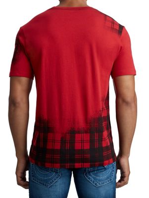 MENS FADE PLAID LOGO TEE
